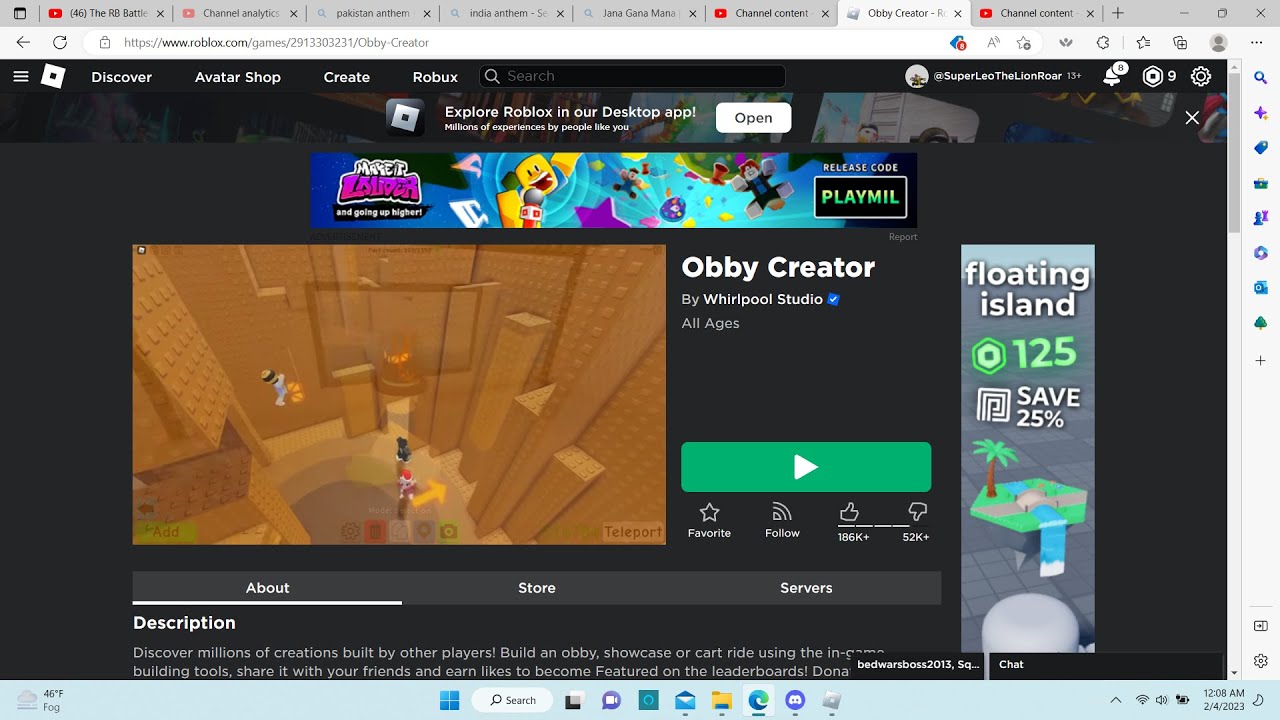 Part 1 making my obby - YouTube