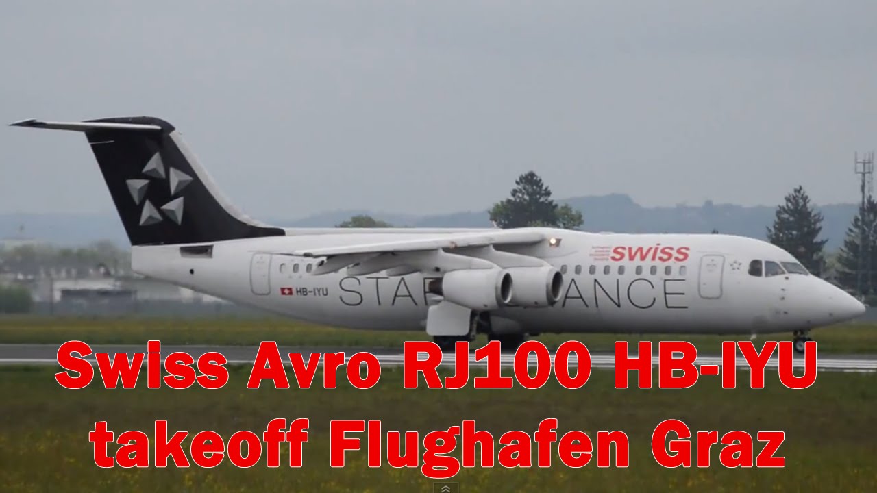 Swiss Avro RJ100 "Star Alliance livery" takeoff Flughafen Graz | HB-IYU ...
