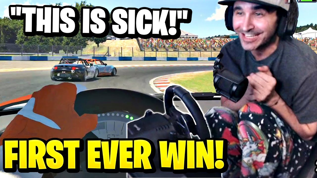 Summit1g Gets His FIRST WIN on iRacing with NEW Sim Racing Setup! - YouTube