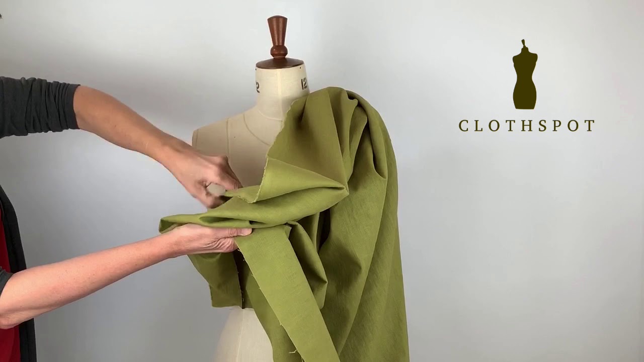 'Verdure' muted chartreuse green linen fabric - YouTube