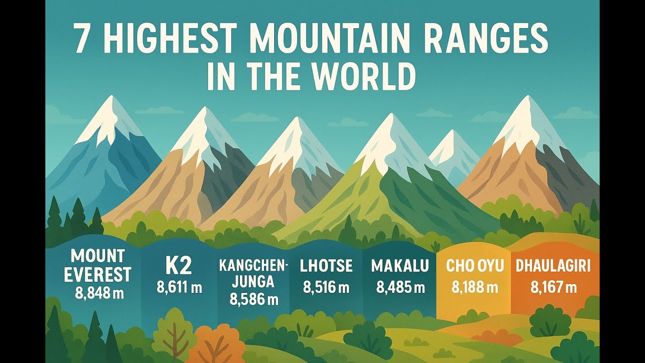 7 Highest Mountain Ranges in the World 🌍 | World's Tallest Mountain ...