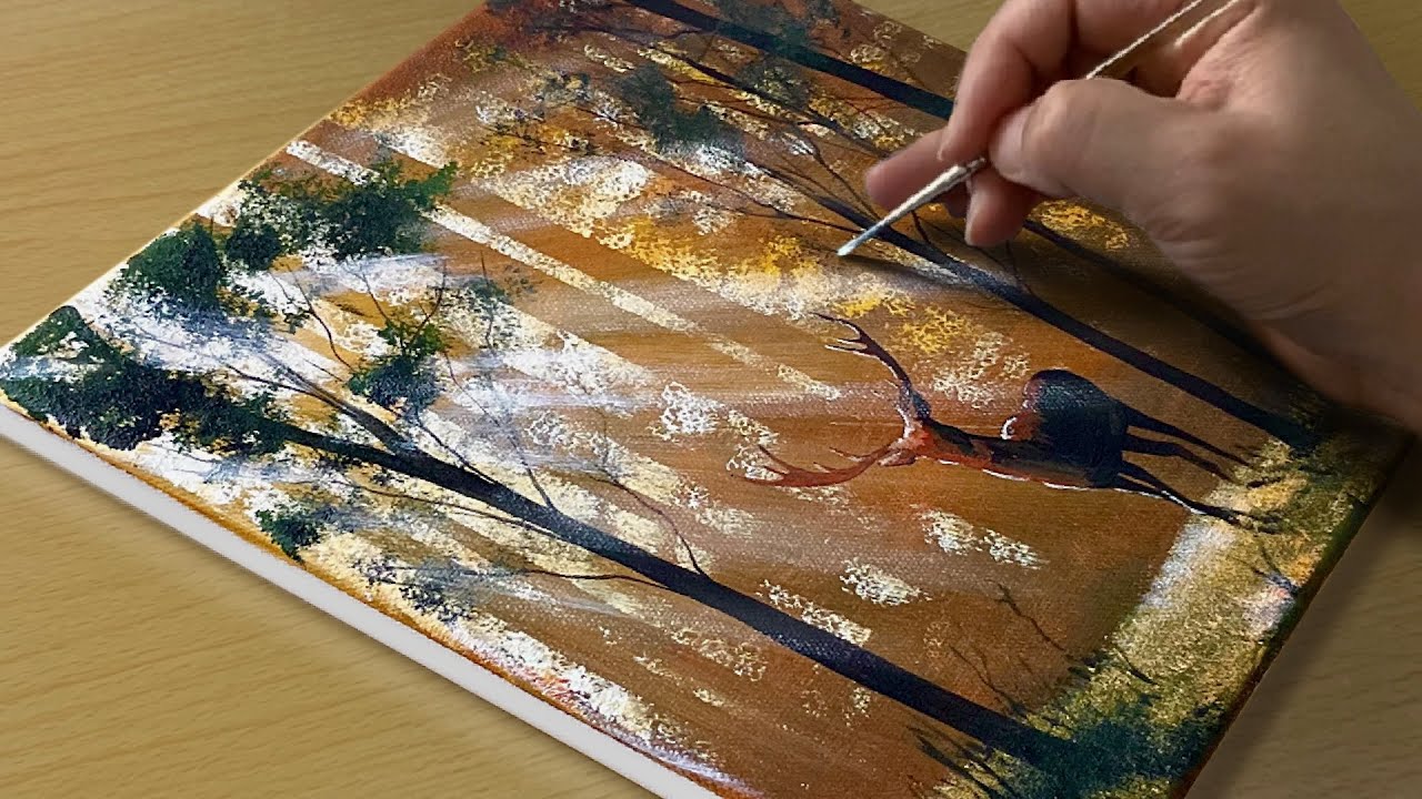 How To Paint a Morning Forest / Acrylic Painting for Beginners - YouTube