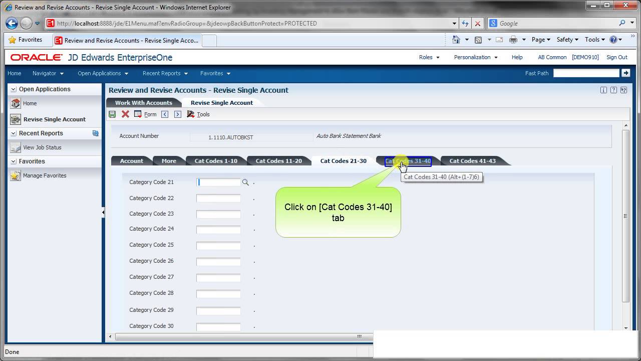 Accessing Review and Revise Accounts - JDE E1 91 - Financial Management ...