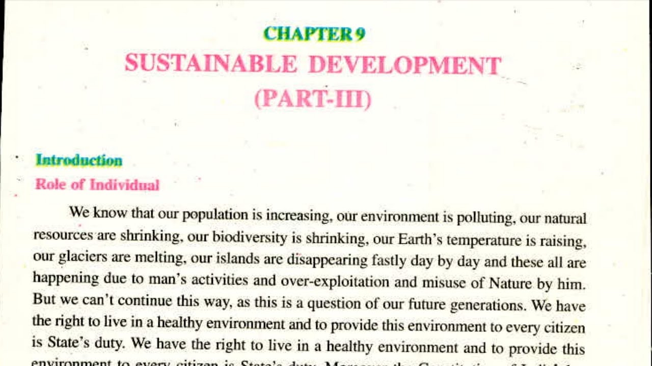 Sustainable development - Part 3 Chapter No.9|Environmental studies ...