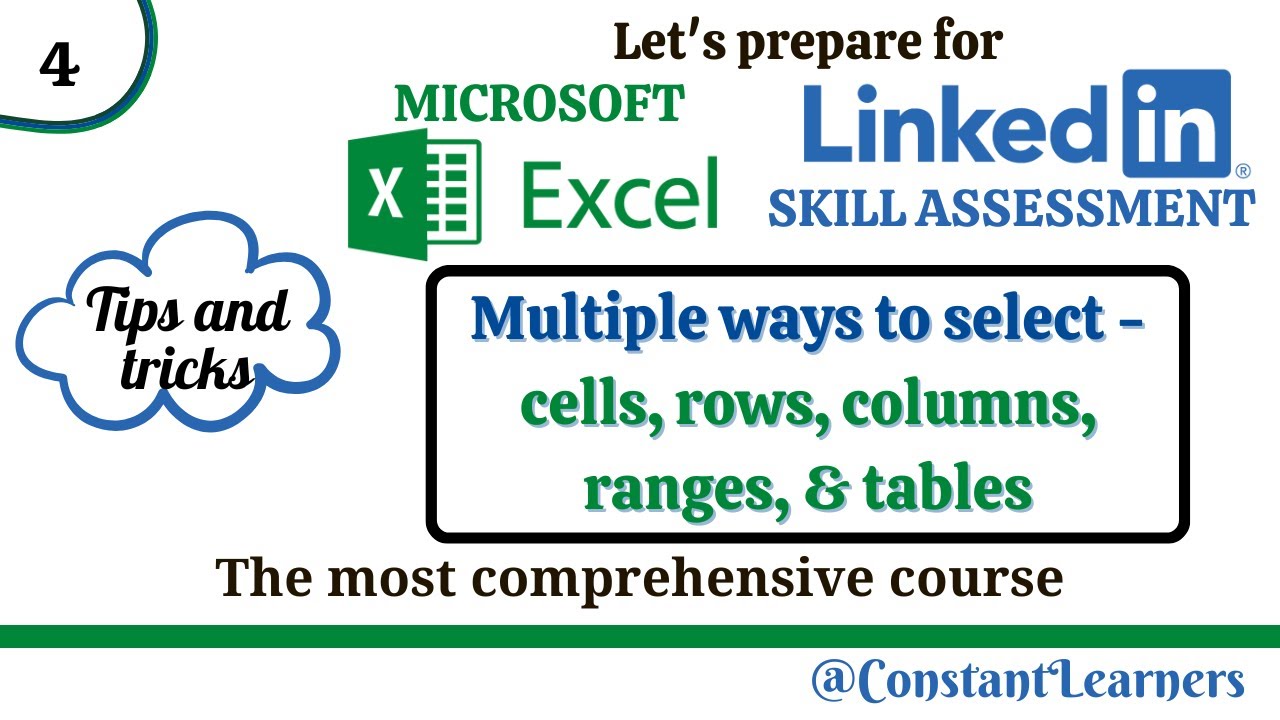 4. Multiple ways to select cells, rows, columns, ranges, & tables ...