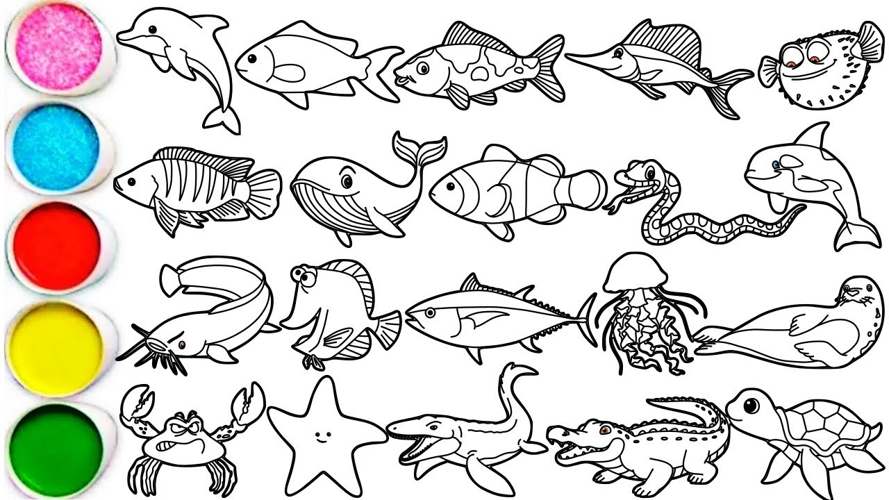Draw 20 Amazing Sea Animals in Minutes - Dolphin, Orca, Whale ...