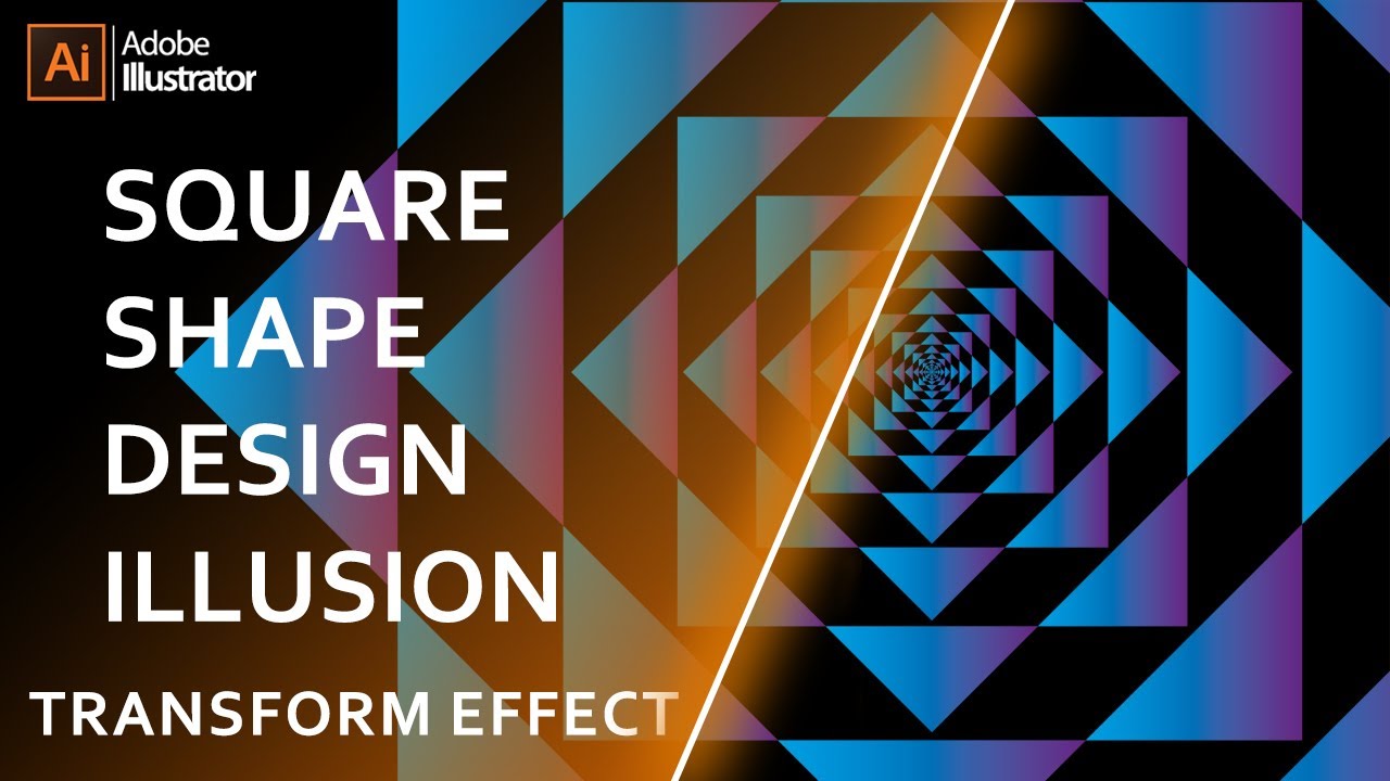 How to Create Square Shape Design Illusion in Illustrator | Transform Effect | Illustrator ...