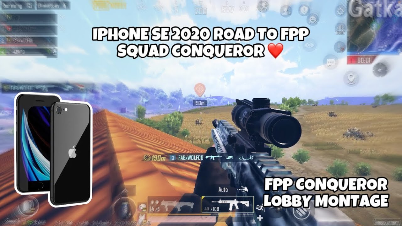IPHONE SE 2020 FPP CONQUEROR LOBBY MONTAGE | IPHONE SE PUBG TEST ...