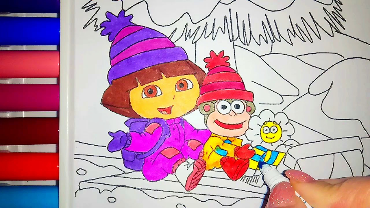 Dora the Explorer//Winter skiing //Зимнее катание с горки - YouTube