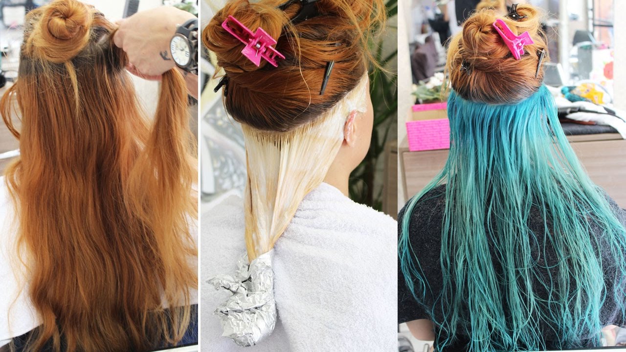 VLOG: CABELO RUIVO COM MECHAS TURQUESA - YouTube