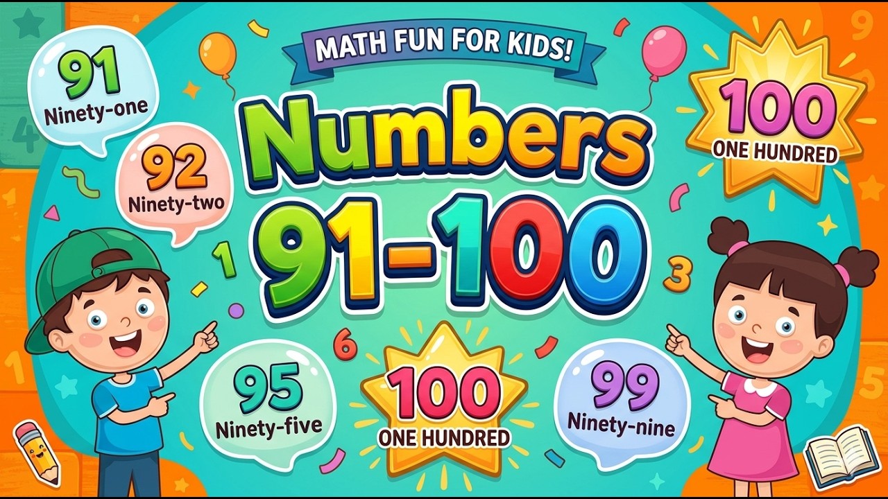 91 to 100 Counting | Learn Numbers Ninety-One to Hundred in English ...