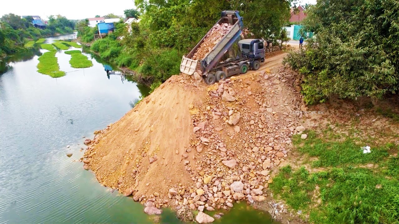 Great Building Temporary Dam to Restore The Canal Working Skills by ...