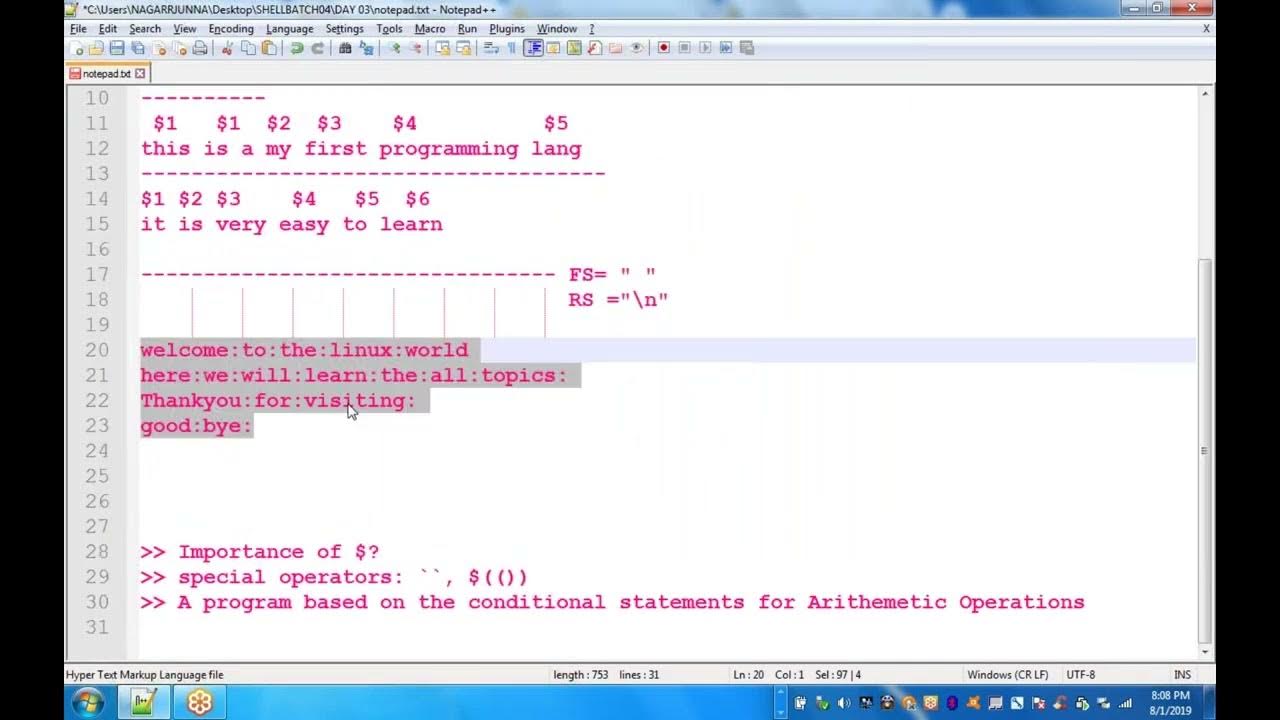 Bash Shell Scripting Awk And Conditional Statements Program Youtube