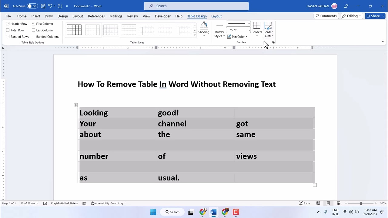 How To Remove Table Without Deleting Text In MS Word YouTube How To Remove Table Without Deleting Text In MS Word YouTube