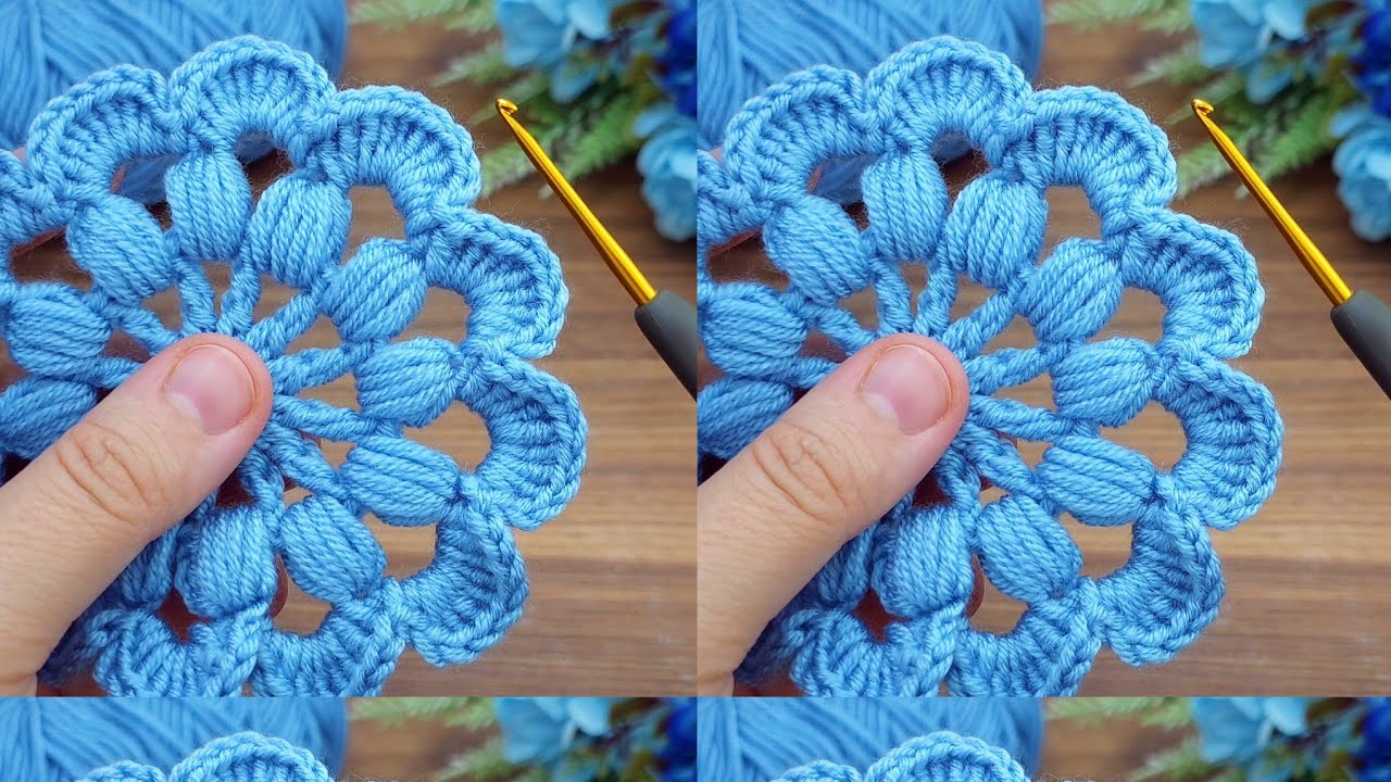Woww!!!! blue color ️ Very easy, very sweet crochet motif flower motif ...