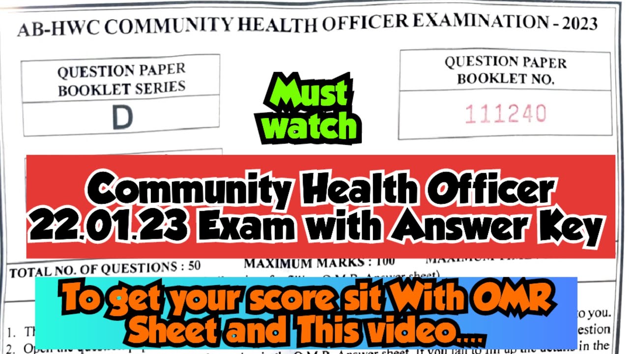 Community Health Officer 2023 | Solved Question Paper with Answer key ...