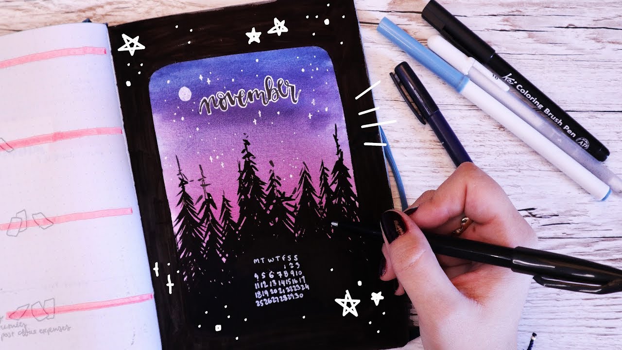 November 2019 Bullet Journal Plan With Me | forest theme - YouTube