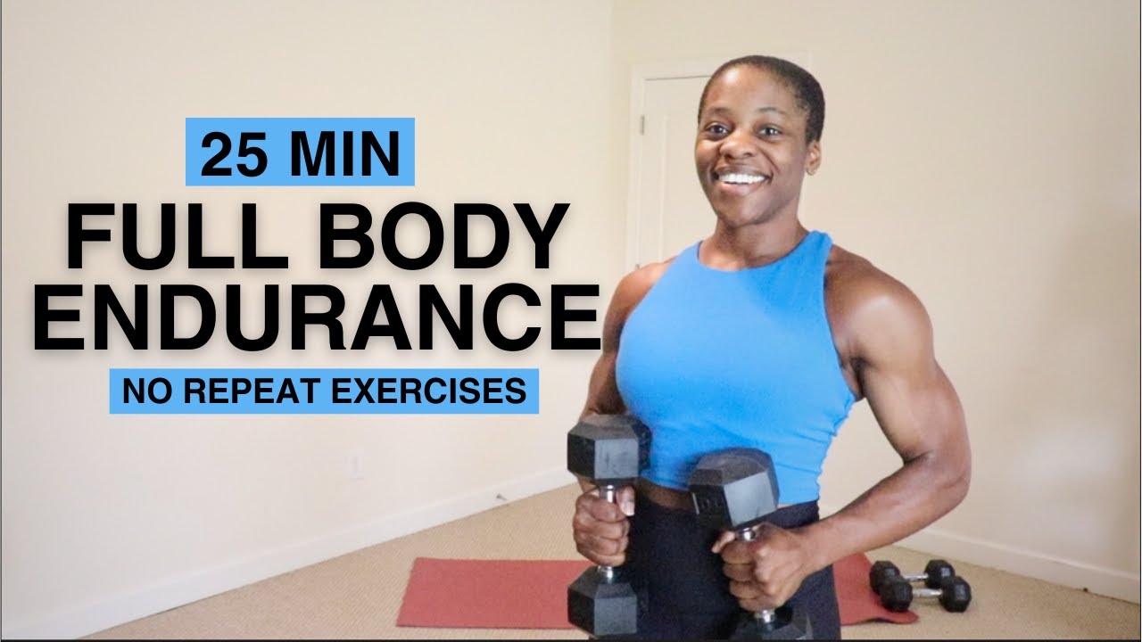 25 Min FULL BODY DUMBBELL Workout | no repeat | low impact | full body ...