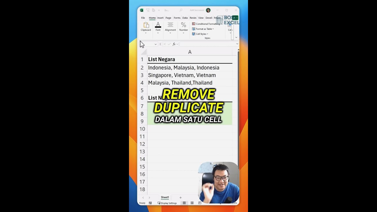 Remove Duplicate dalam Satu Cell - YouTube