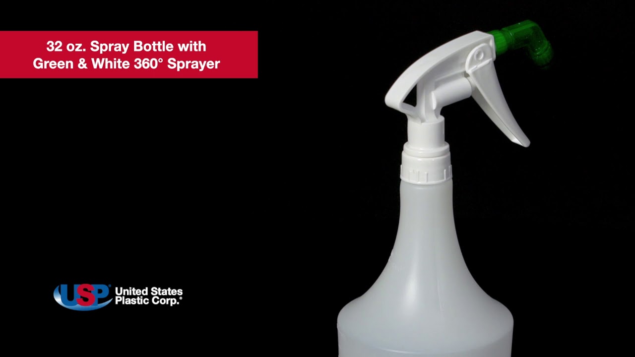 32 oz. Spray Bottle with White & Green 360° Sprayer | U.S. Plastic ...