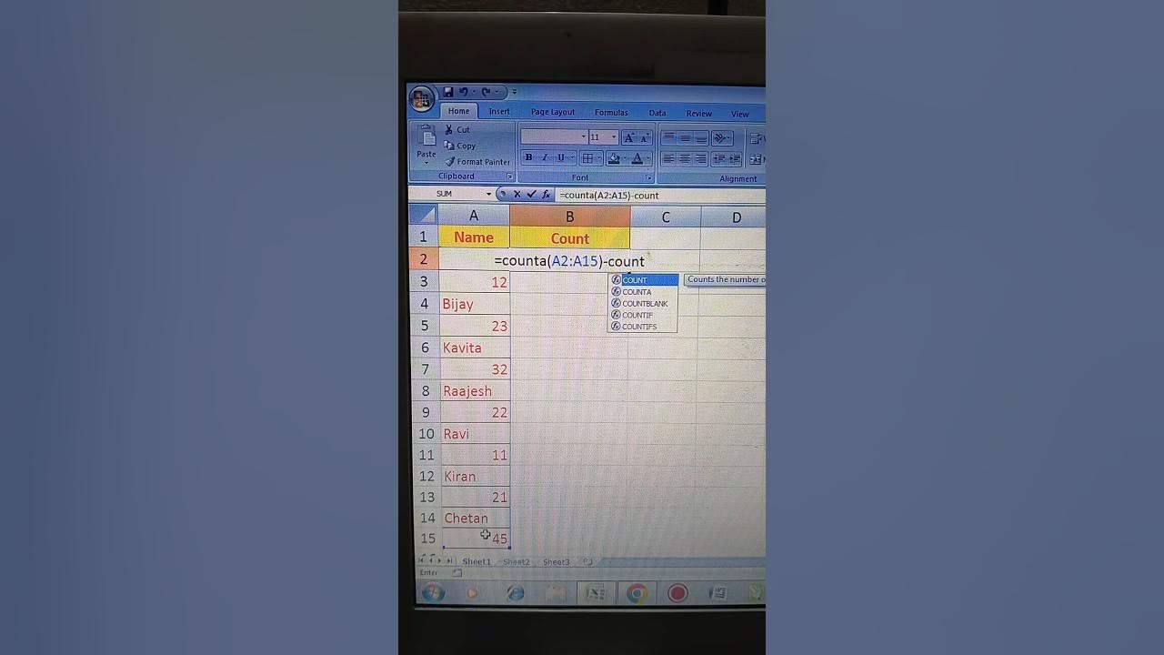 New Counta Trick In Excel. #trending #exceltech #exceltips #exceleducation - YouTube