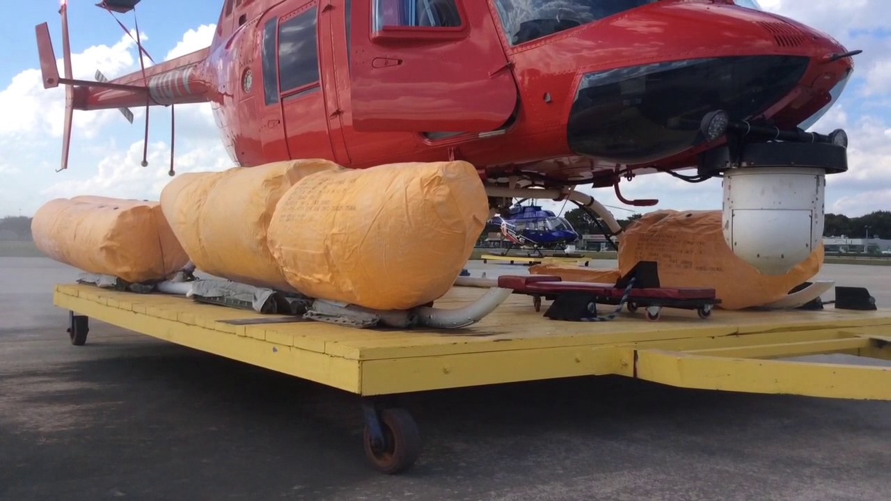 Bell 206L float inflation test - YouTube