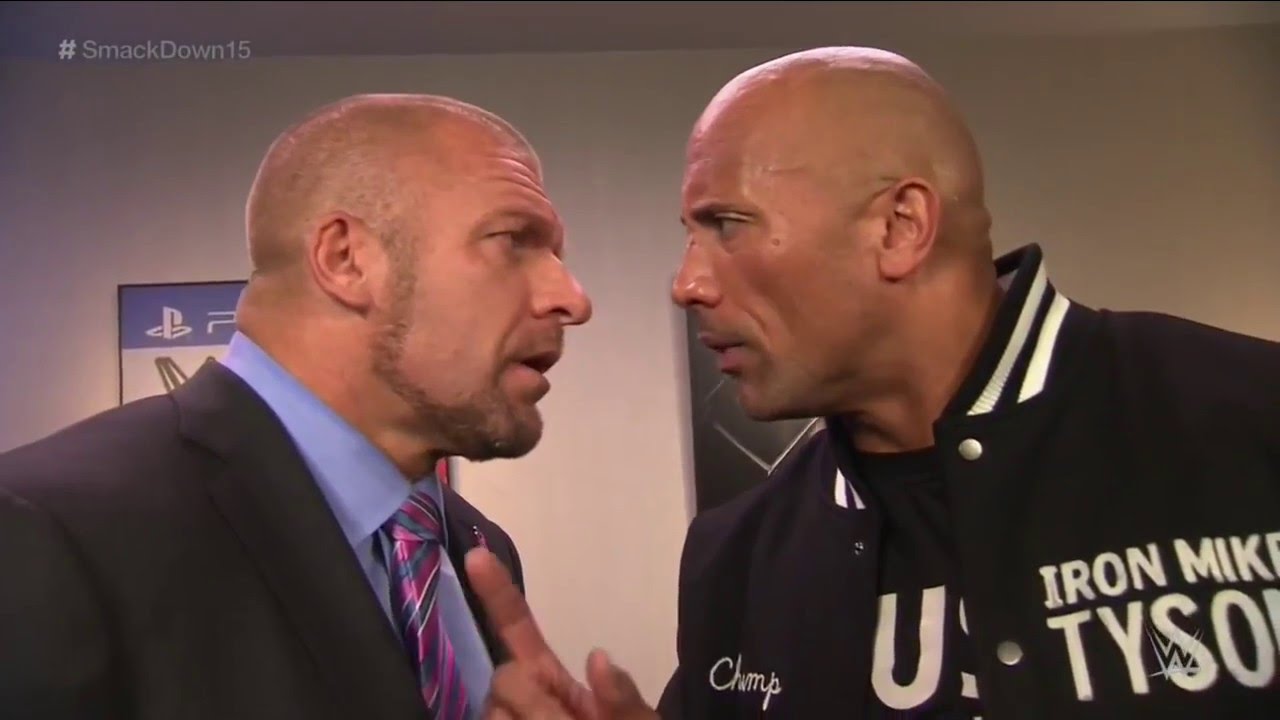 The Rock & Triple H Funny Backstage Segment (2014) - YouTube