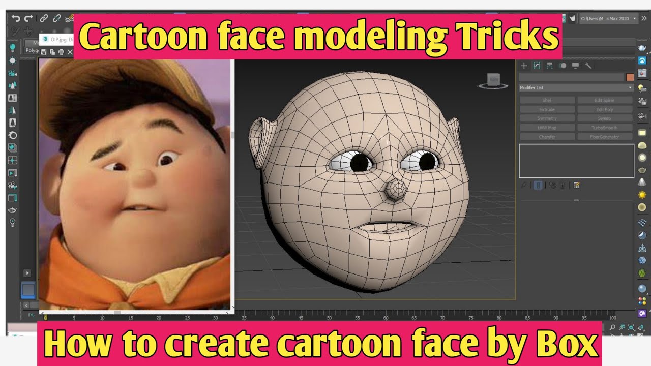 How to model cartoon face #animation #modeling|3ds max|sunilRawat|#2022 ...