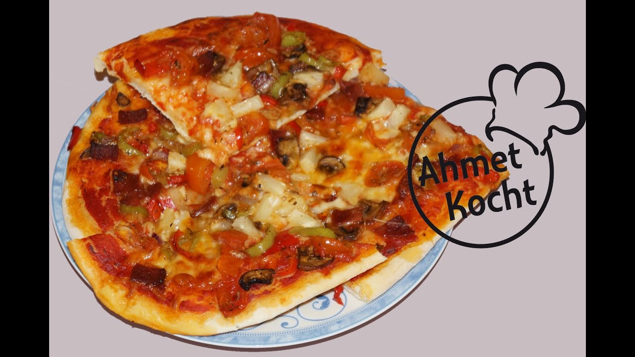 Rezept: Pizza mit Ananas (Hawaii) | AhmetKocht | italienisch kochen ...