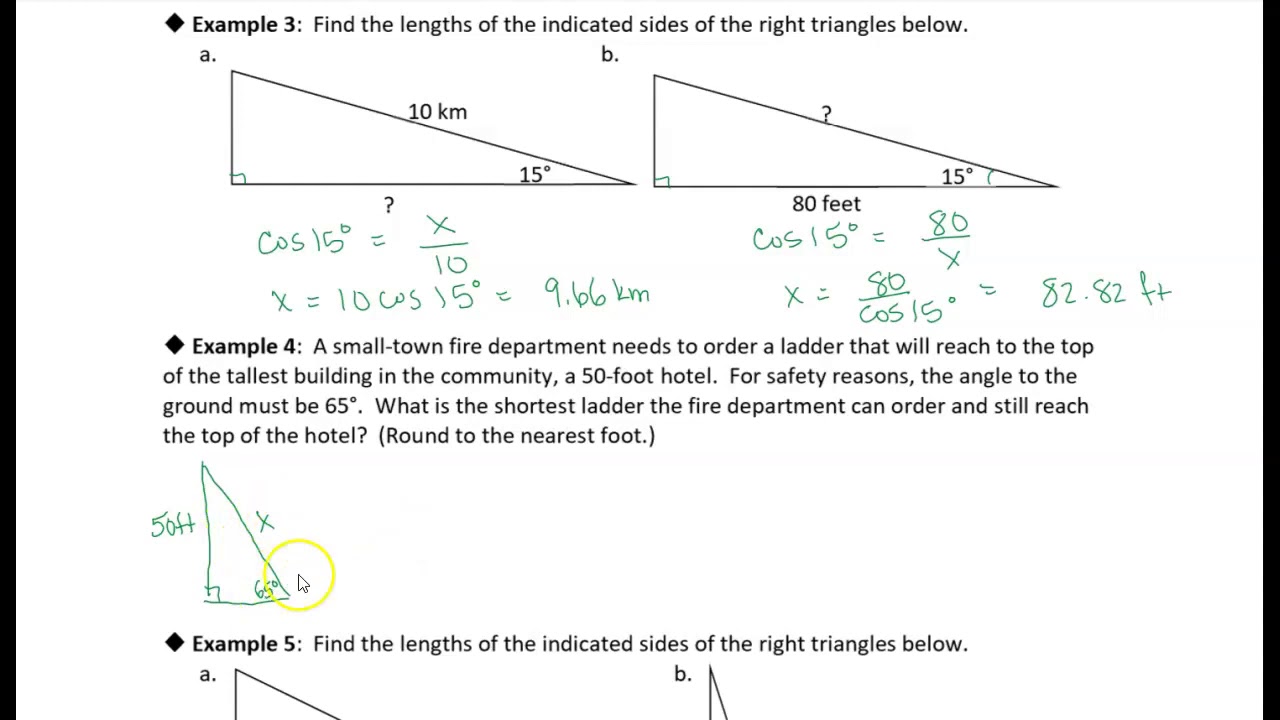 9.9 Trig Functions and Right Triangles: Example 4 - YouTube