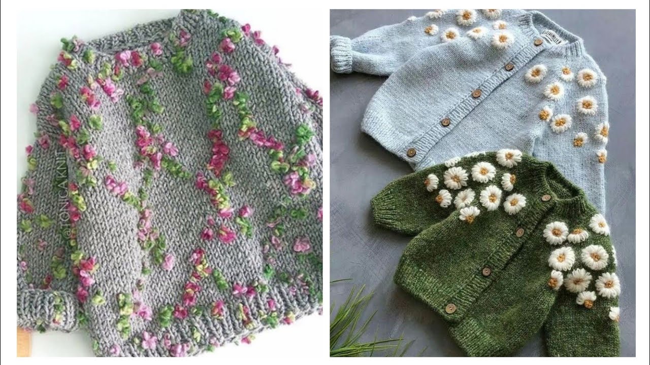 Very Unique And Decent Crochet Sweater Jacket Cardigan With Embroidery ...