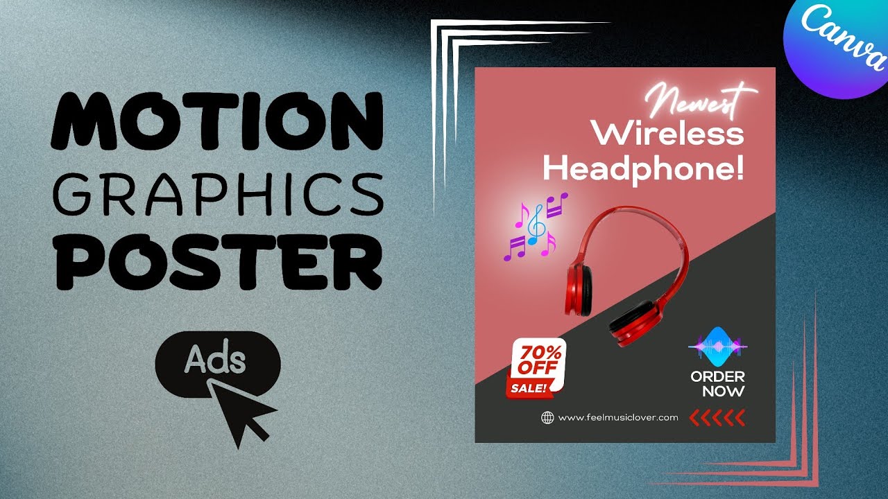 Design a Stunning Headphone Ad Poster with Canva Motion Graphics - YouTube