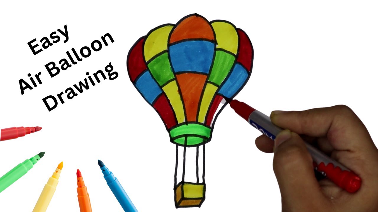 Easy Air Balloon Drawing | How To Drow Air Balloons | Air Balloon ...