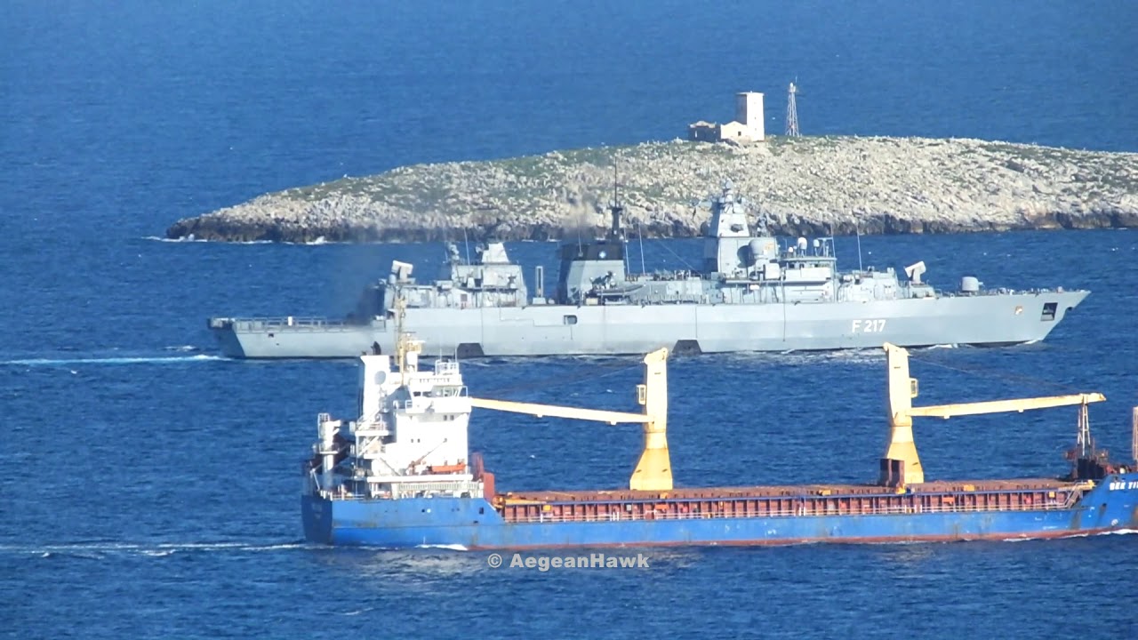 German Navy Type 123 frigate F217 FGS Bayern with SNMG2 southbound ...