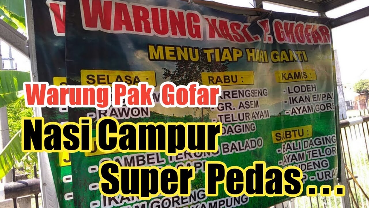 kuliner warung pak gofar surabaya || nasi campur super pedas - YouTube
