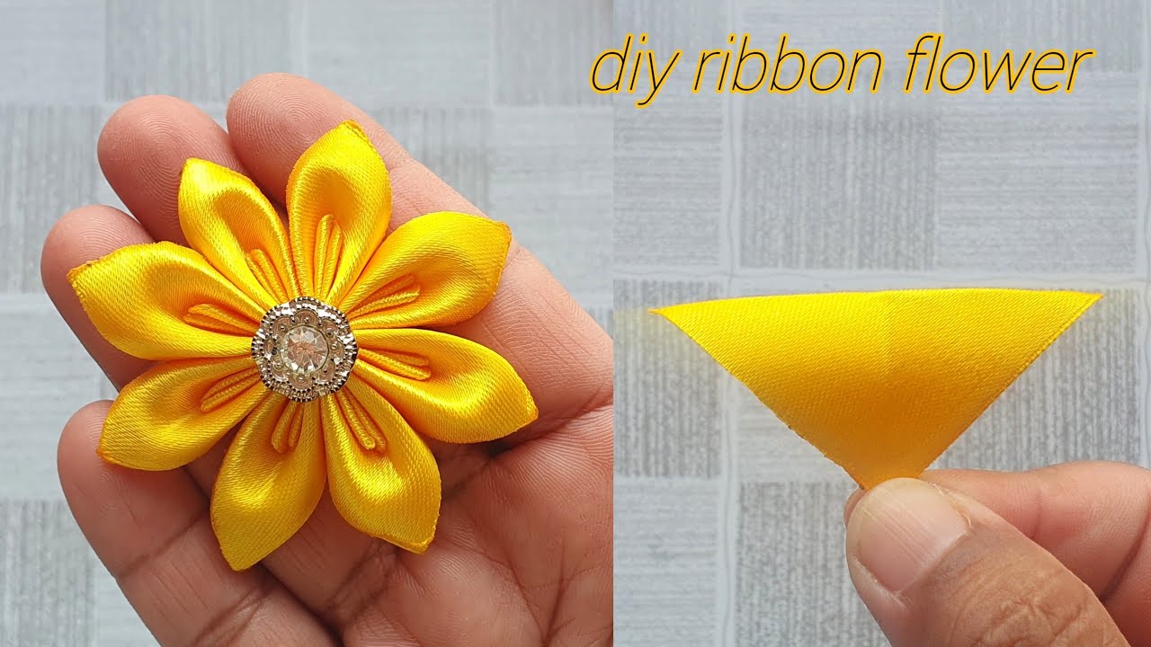 DIY : Ribbon Flowers / How to make ribbon flowers / Easy making with ...