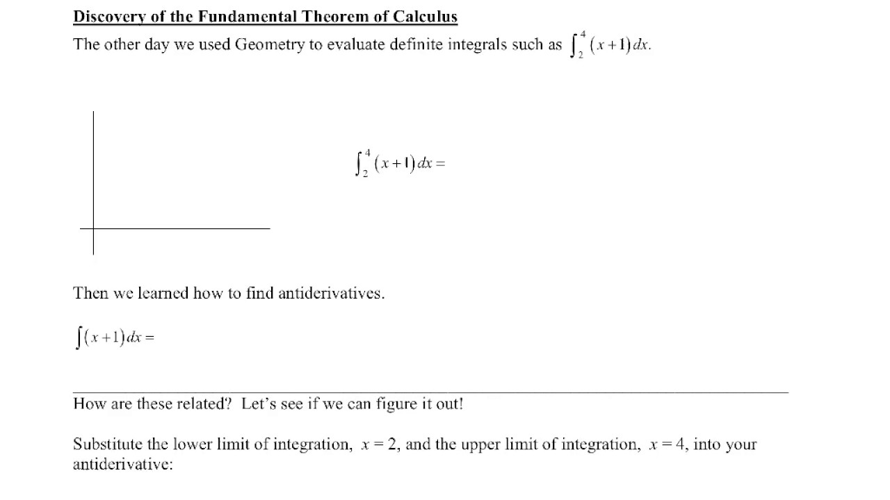 CBC Integration: Definite Integral-Discovery of FTC (Video 1) - YouTube
