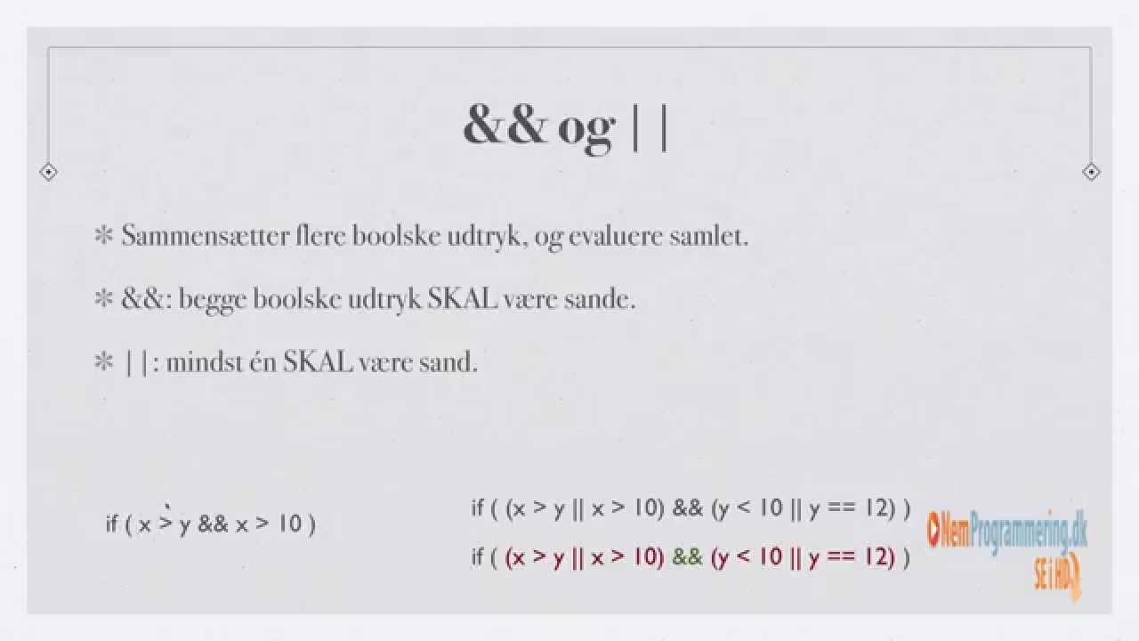 Java Kursus Undervisning 6 If Else If Og Else Statements I Java