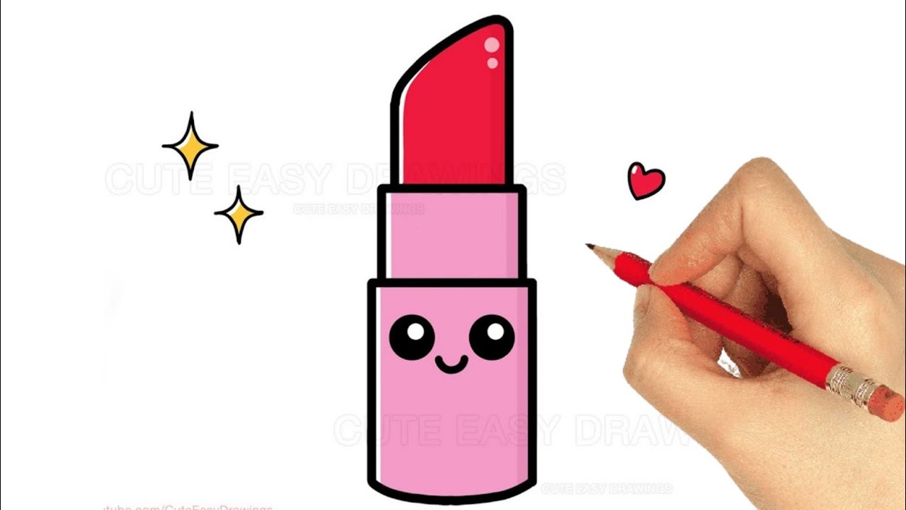 How to Draw a Cute Lipstick for Kids and Toddlers | Easy drawing - YouTube