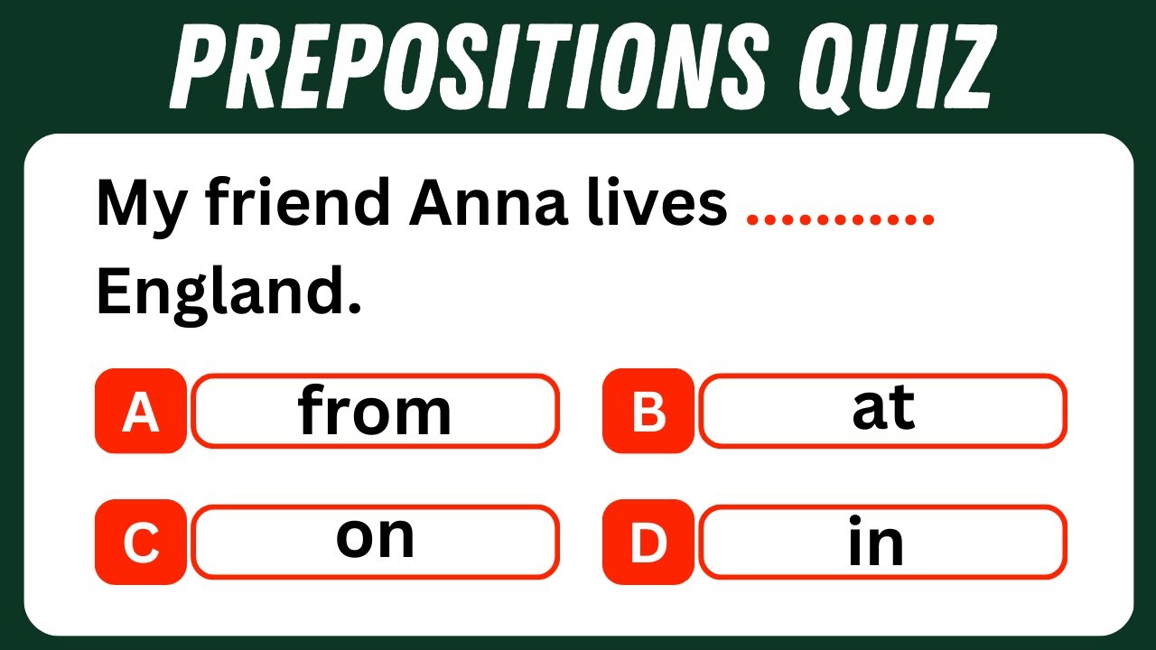70 Prepositions Quiz MCQ: English Grammar Question test - YouTube