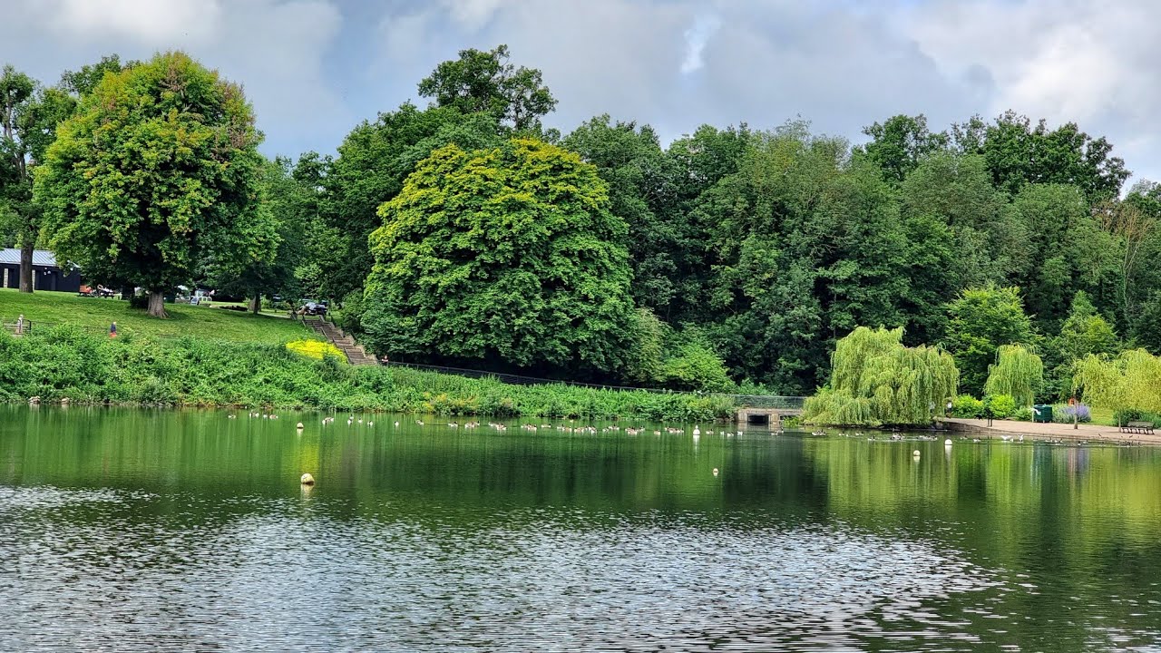 Mote Park, Maidstone, Kent. Walk around the lake, on a Shaun the Sheep ...