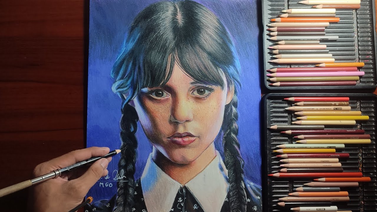 Wednesday Addams (Jenna Ortega) - Portrait Drawing - YouTube