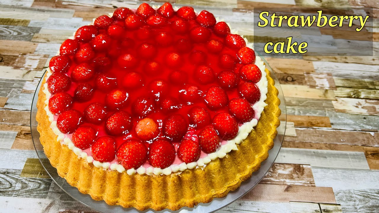 Strawberry cake||Strawberry jam cake || Vanilla strawberry cake ...