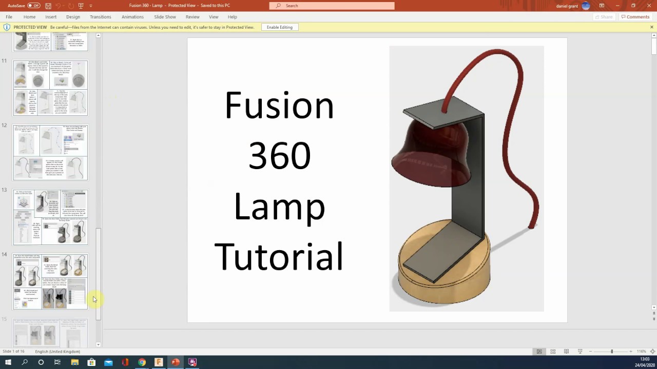 Fusion 360 guide - STEM Lamp tutorial - YouTube