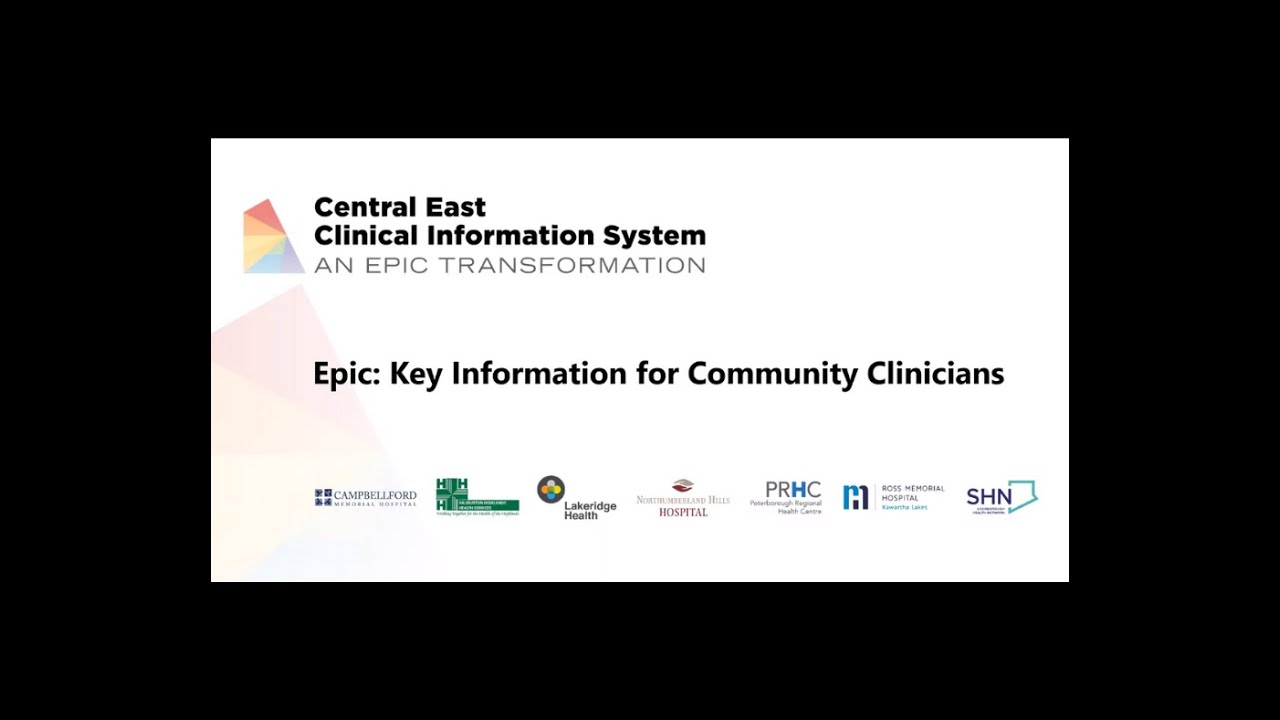 Epic: Key Information for Community Clinicians - YouTube