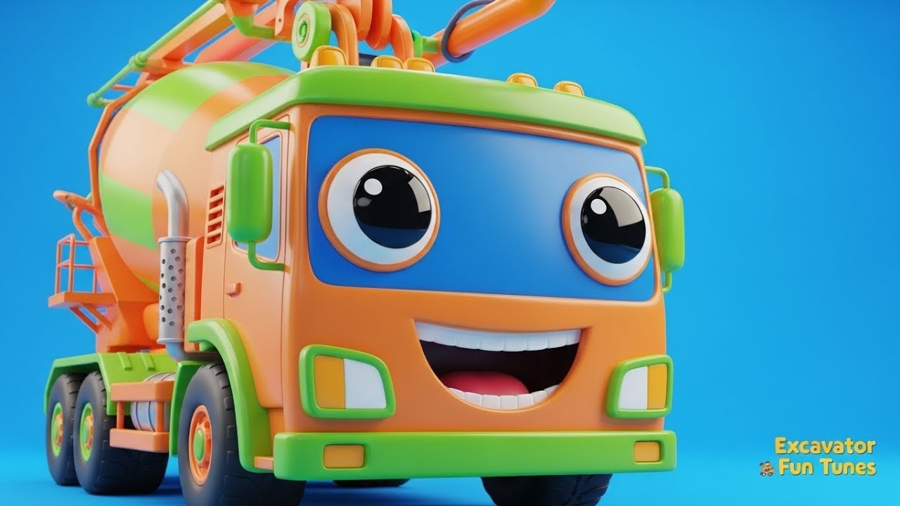 Fun Kids Songs with Concrete Mixer and Digger | 3D Animation - YouTube
