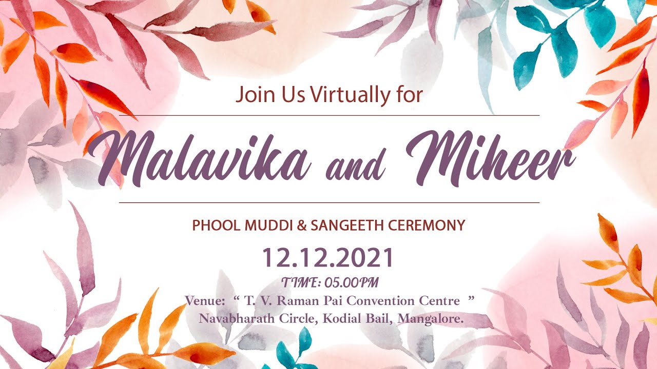 Join Us Virtually For The Phool Muddi Of - MALAVIKA WITH MIHEER - YouTube
