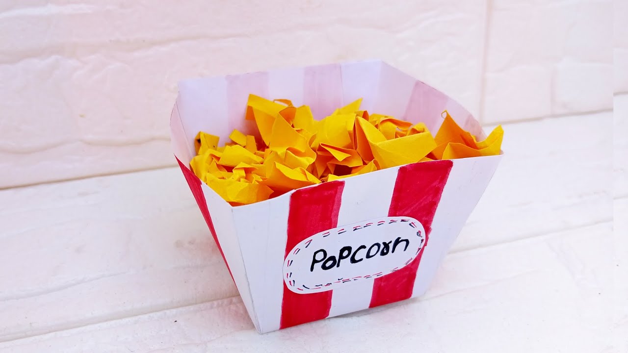 DIY Mini Paper Popcorn 🍿 Tutorial | How To Make Miniature Popcorn ...
