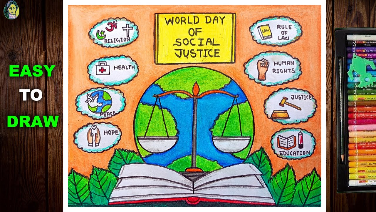 World Day Of Social Justice Drawing Easy | Justice Day Drawing ...