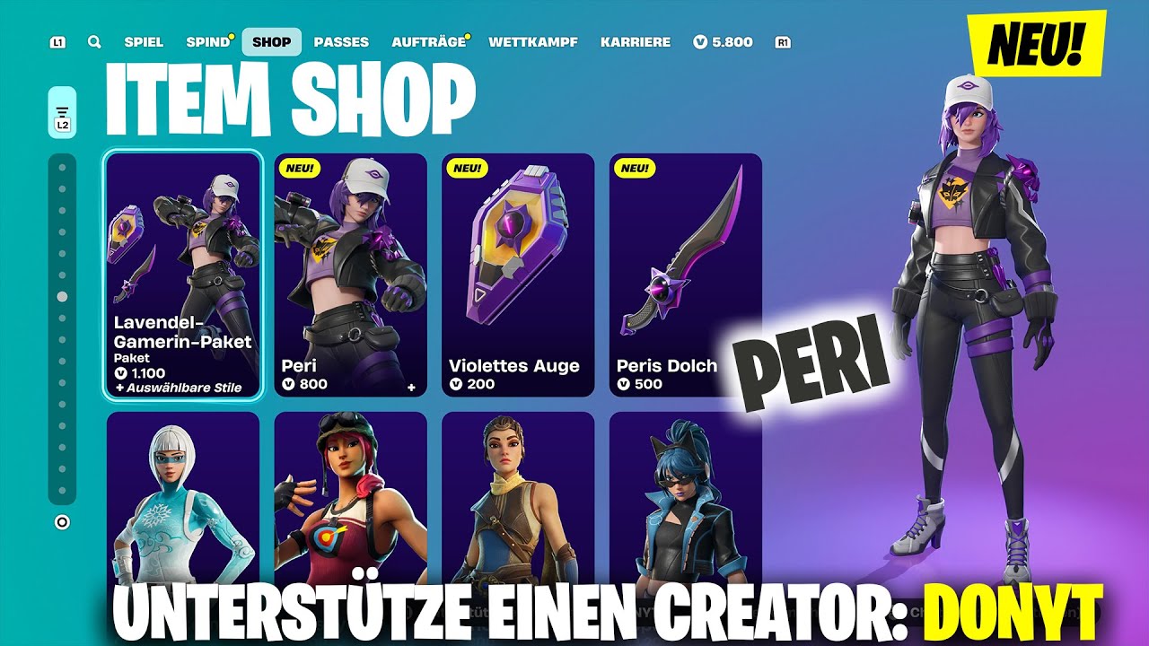 Fortnite | Item Shop | NEUES Outfit Peri aus dem "Lavendel Gamerin"-Set ...